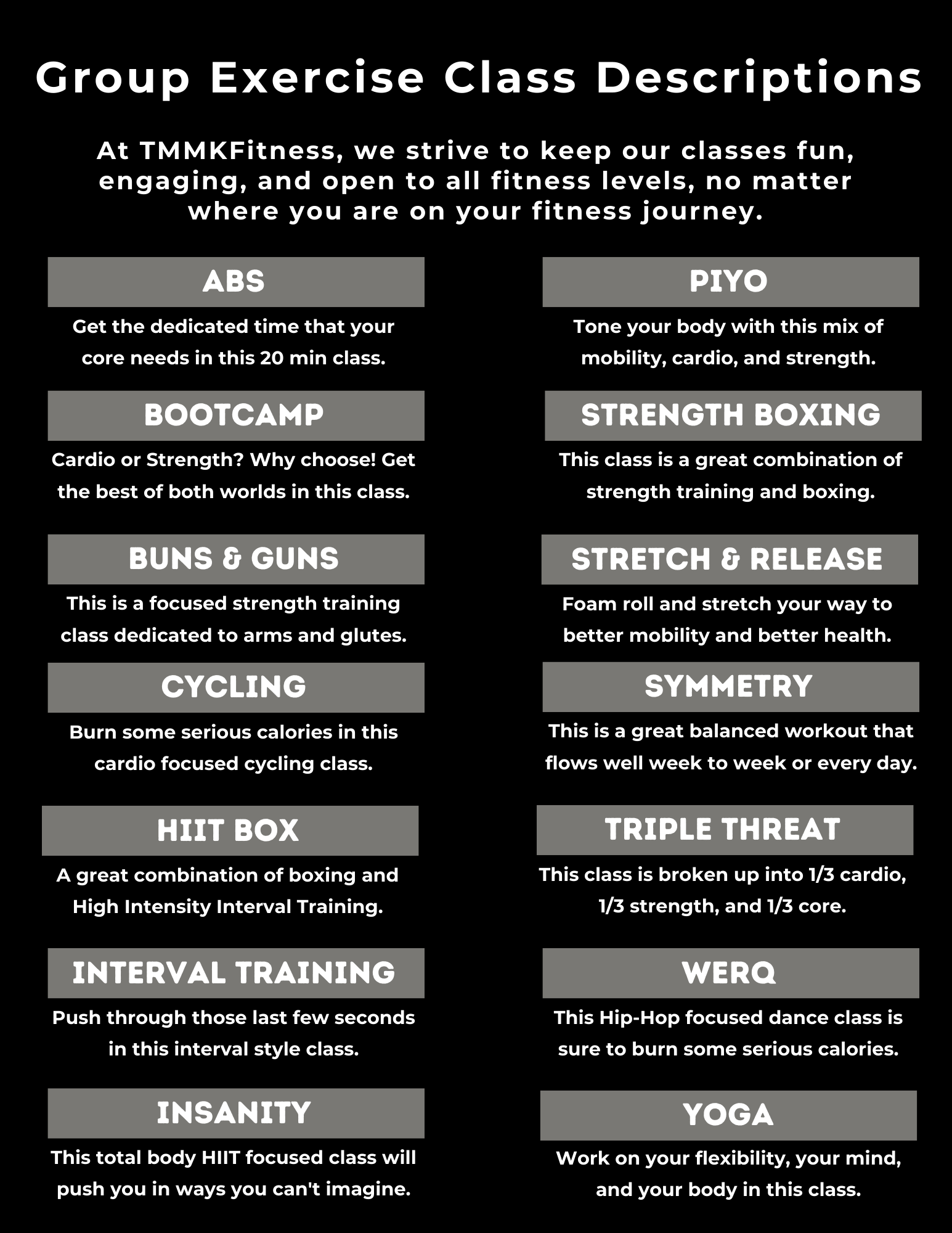 Group Exercise Classes – TMMK Fitness