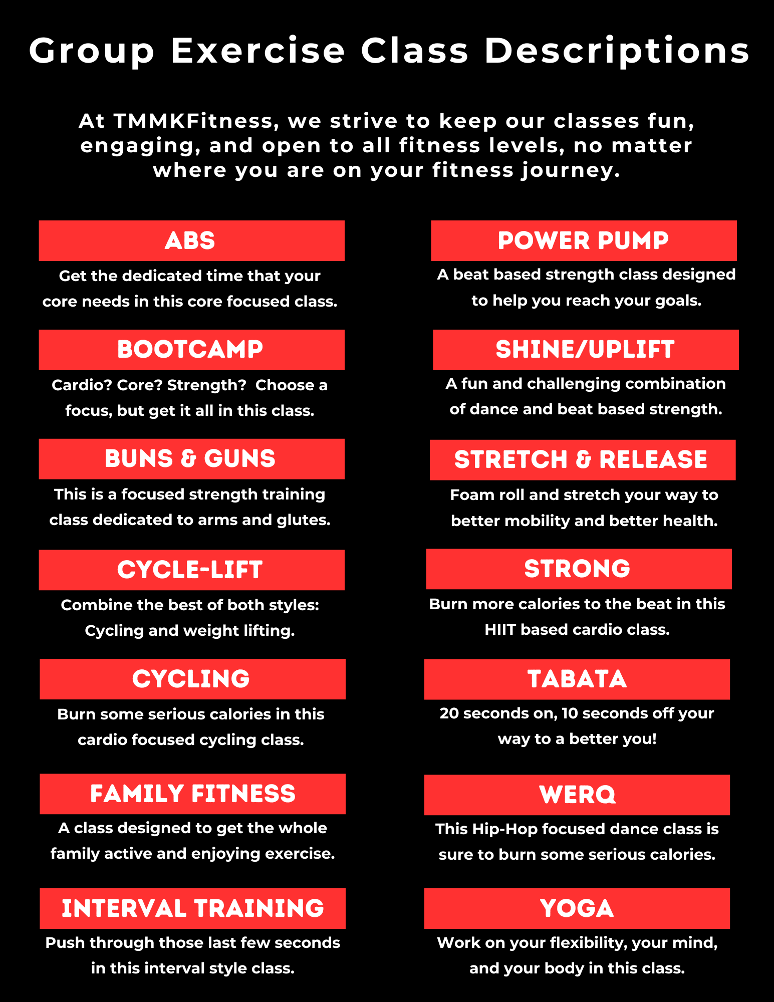 Group Exercise Classes – TMMK Fitness